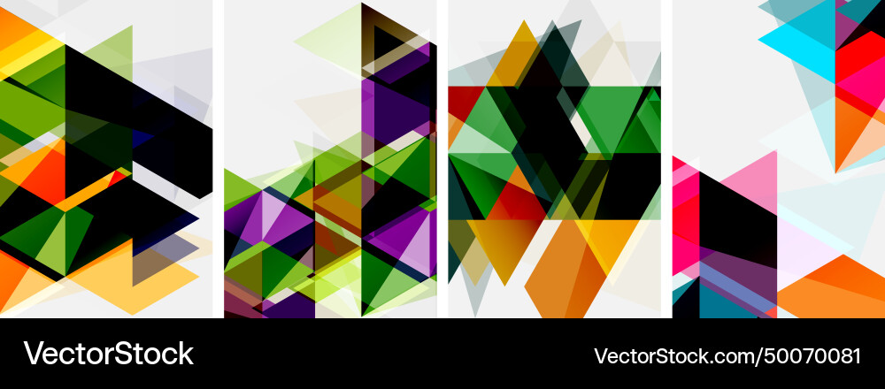 Colorful bright triangles with various colors and Vector Image