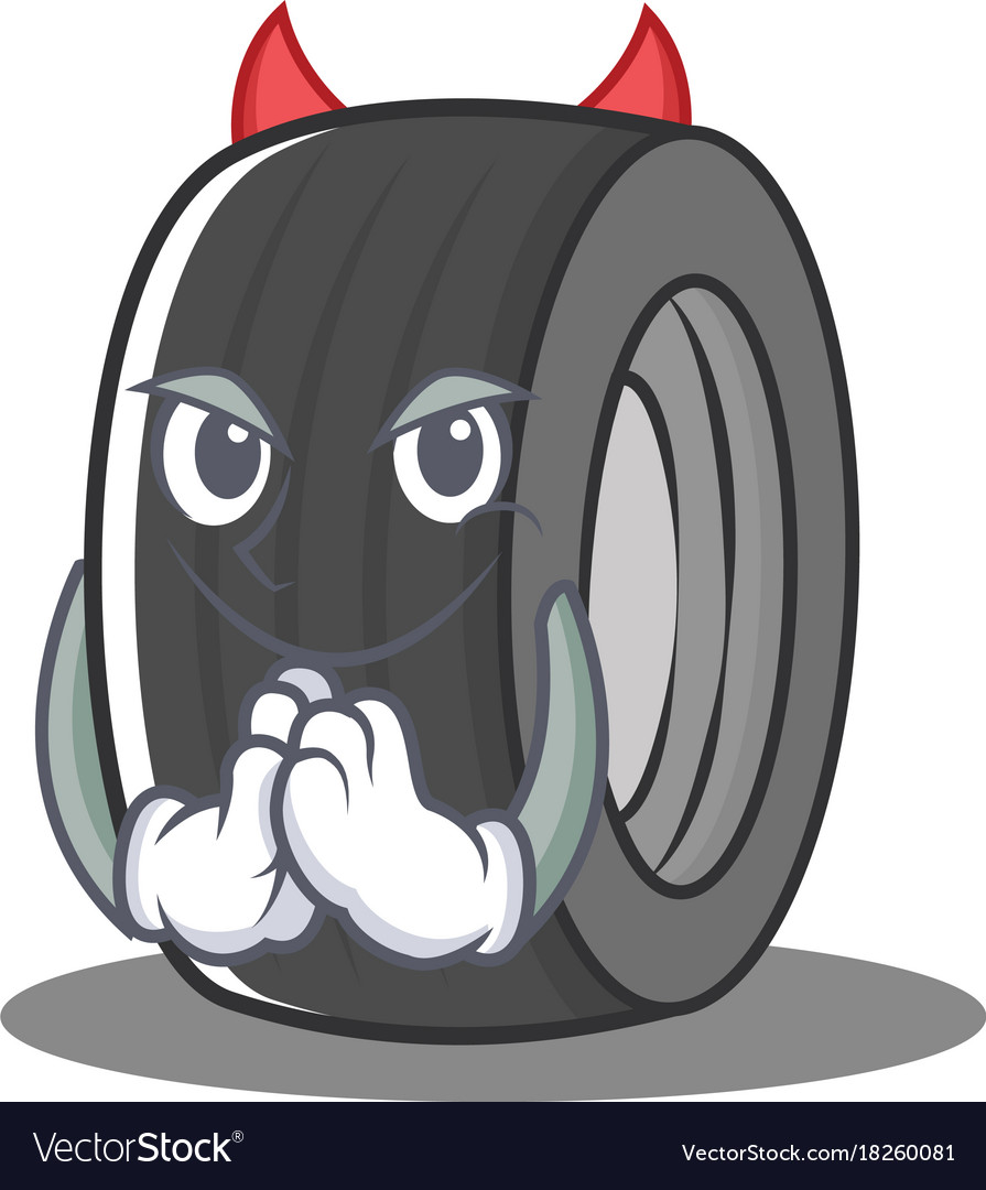 Devil Tire Character Cartoon Style Royalty Free Vector Image