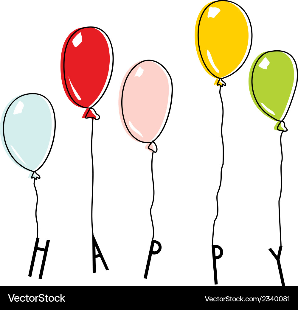 Drawn balloons with lettering happy Royalty Free Vector