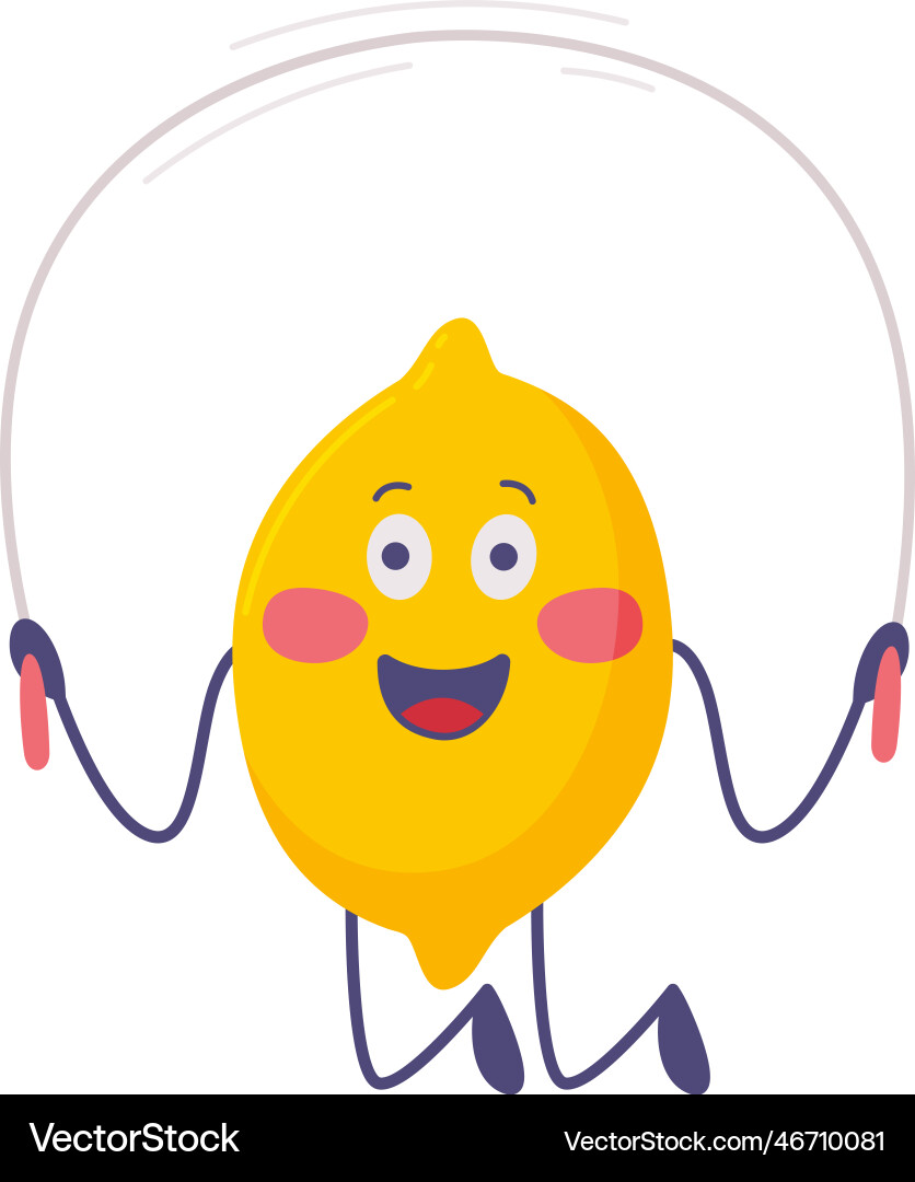 Funny yellow lemon character skipping rope Vector Image
