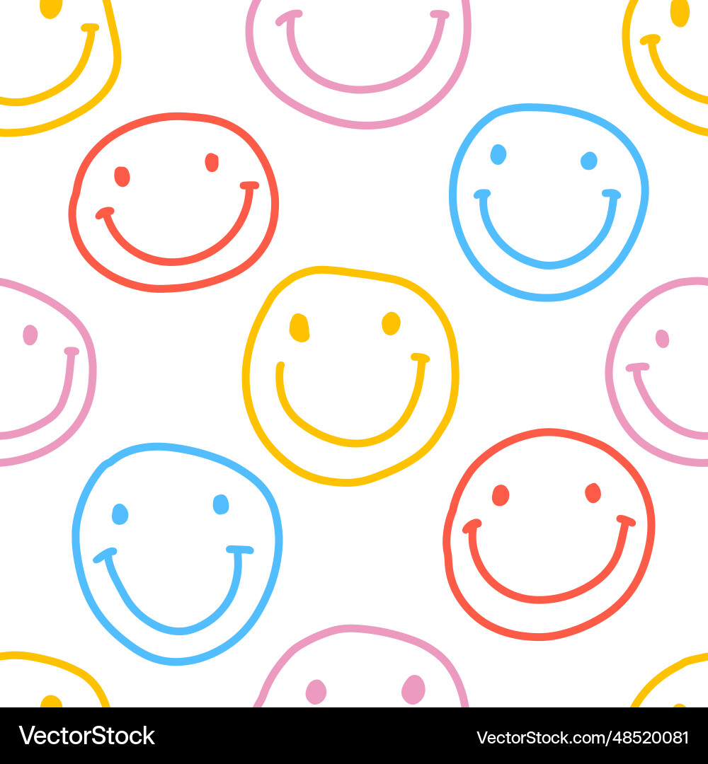 Groovy smile seamless pattern in naive trippy Vector Image