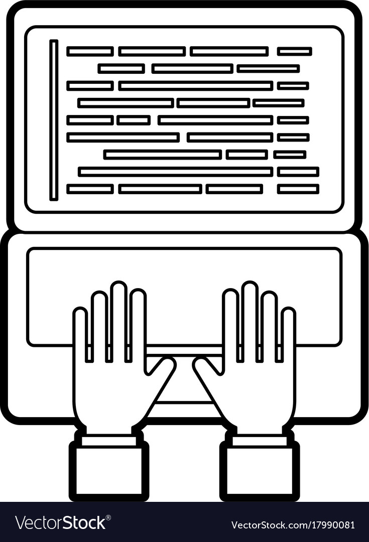 Hand programmer typing laptop coding development Vector Image