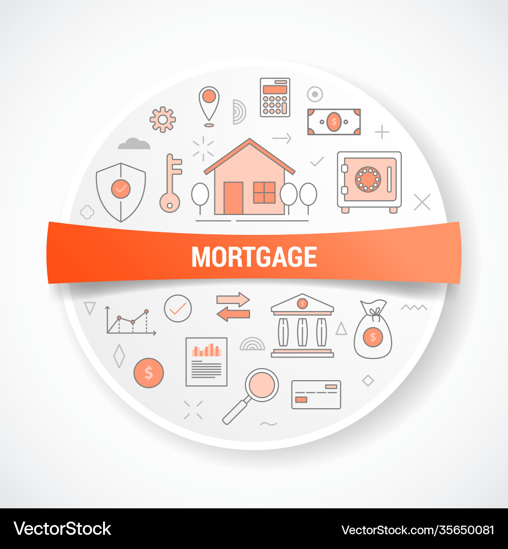 Mortgage or mortgages with icon concept Royalty Free Vector