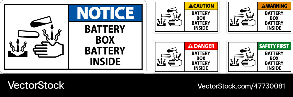Notice battery box battery inside sign with symbol
