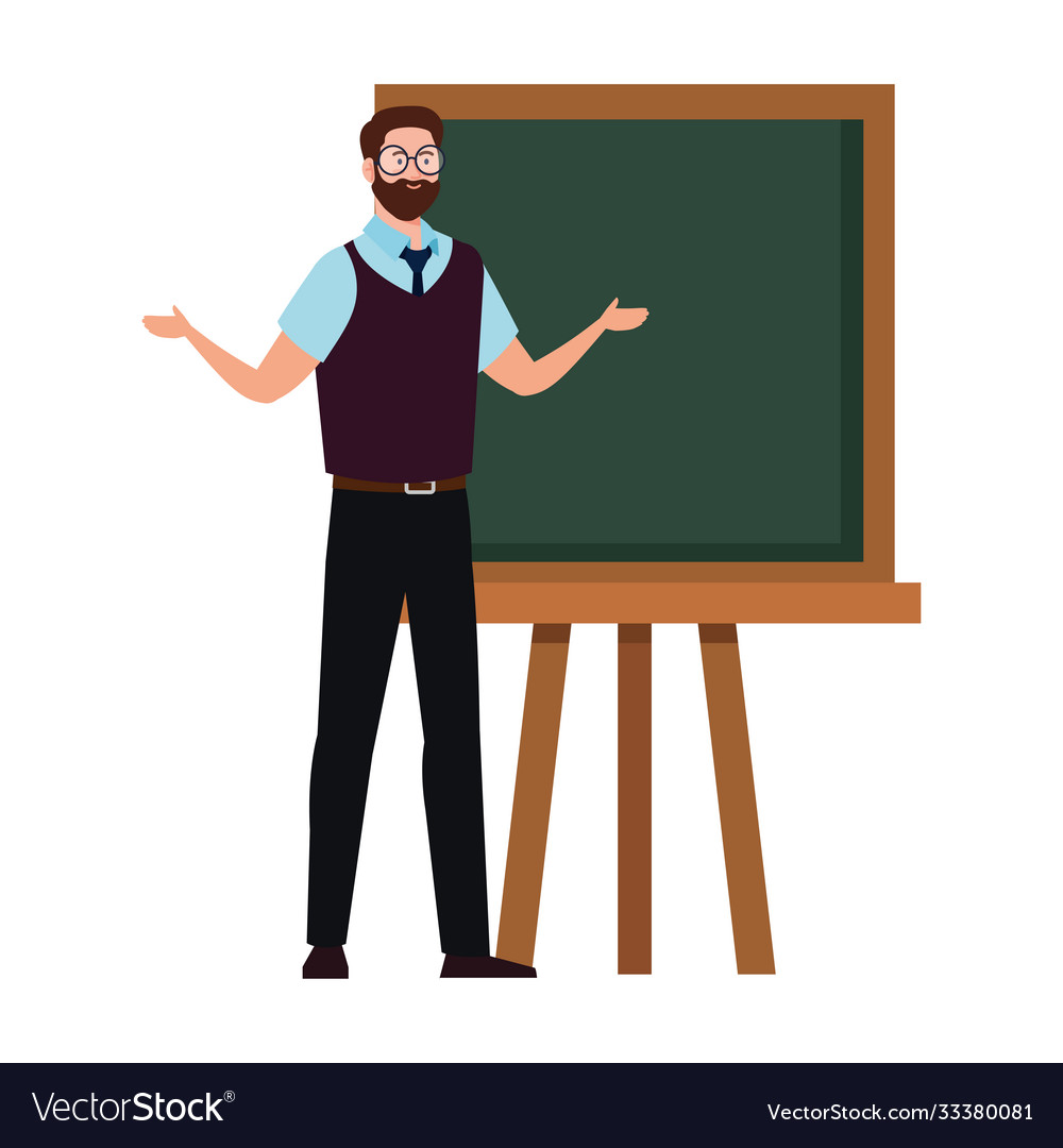 School man teacher with green board design Vector Image