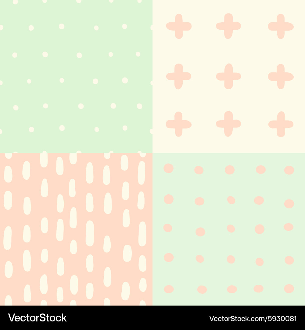 Set of 4 hand drawn cute seamless patterns Vector Image