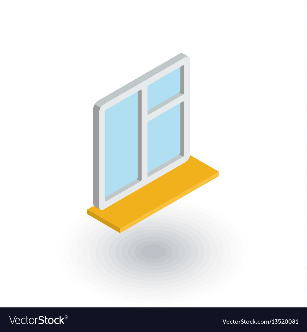 Window whith sill isometric flat icon 3d Vector Image