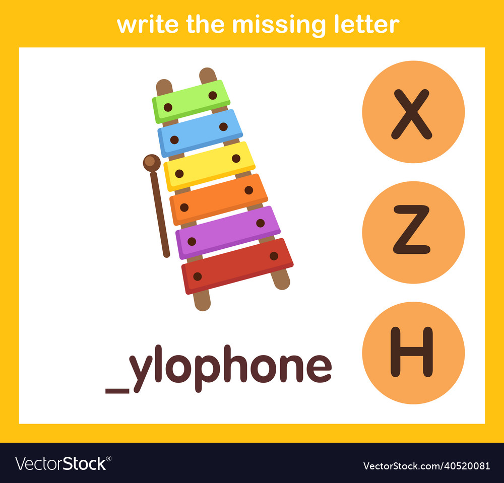 Write the missing letter Royalty Free Vector Image