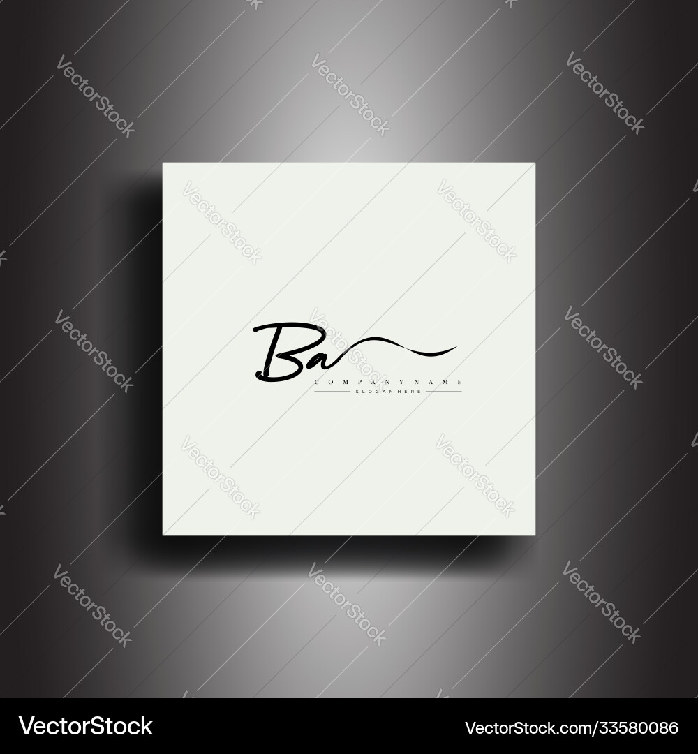 Ba signature style monogramcalligraphic lettering Vector Image