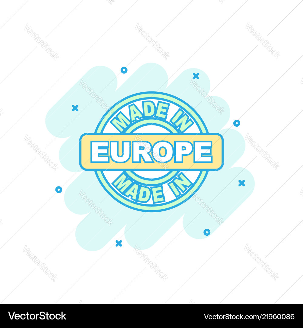 Cartoon colored made in europe icon comic Vector Image