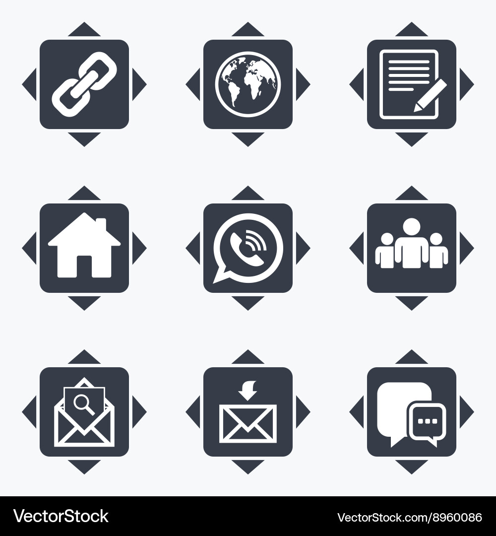 Communication icons contact mail signs Royalty Free Vector