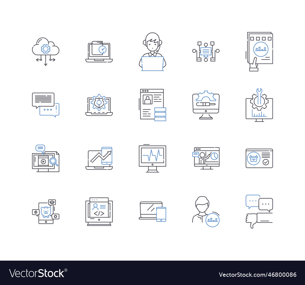 Digital design line icons collection Royalty Free Vector