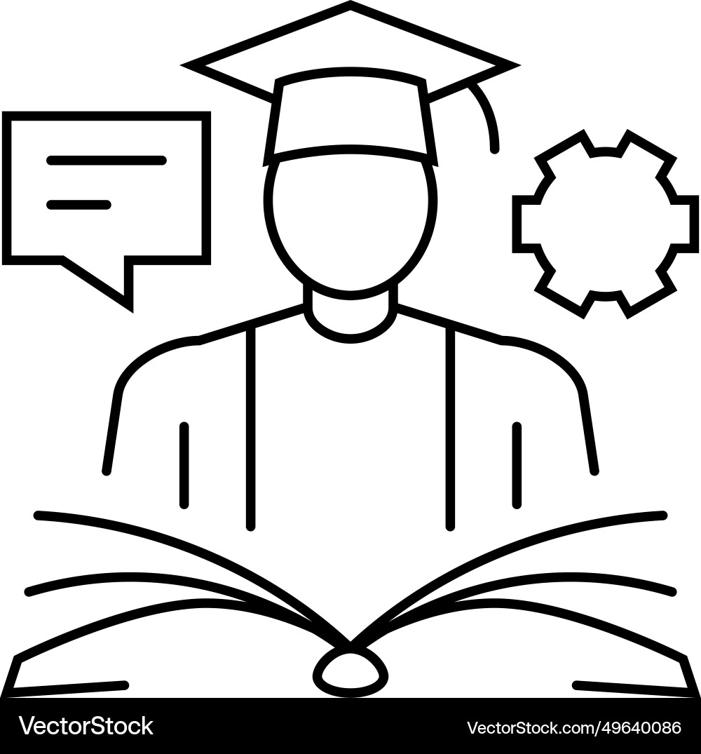 Exam preparation college teacher line icon Vector Image