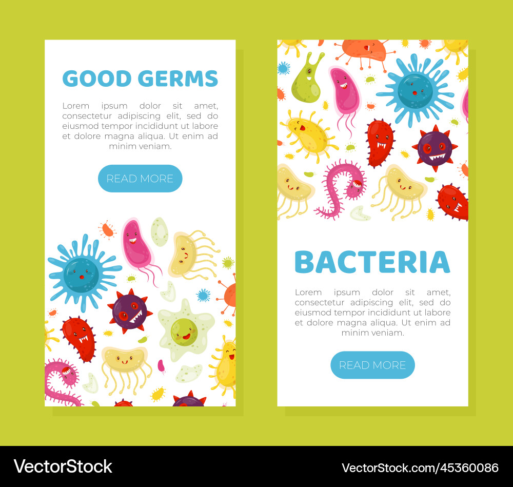 Funny germs banner design with good and bad Vector Image