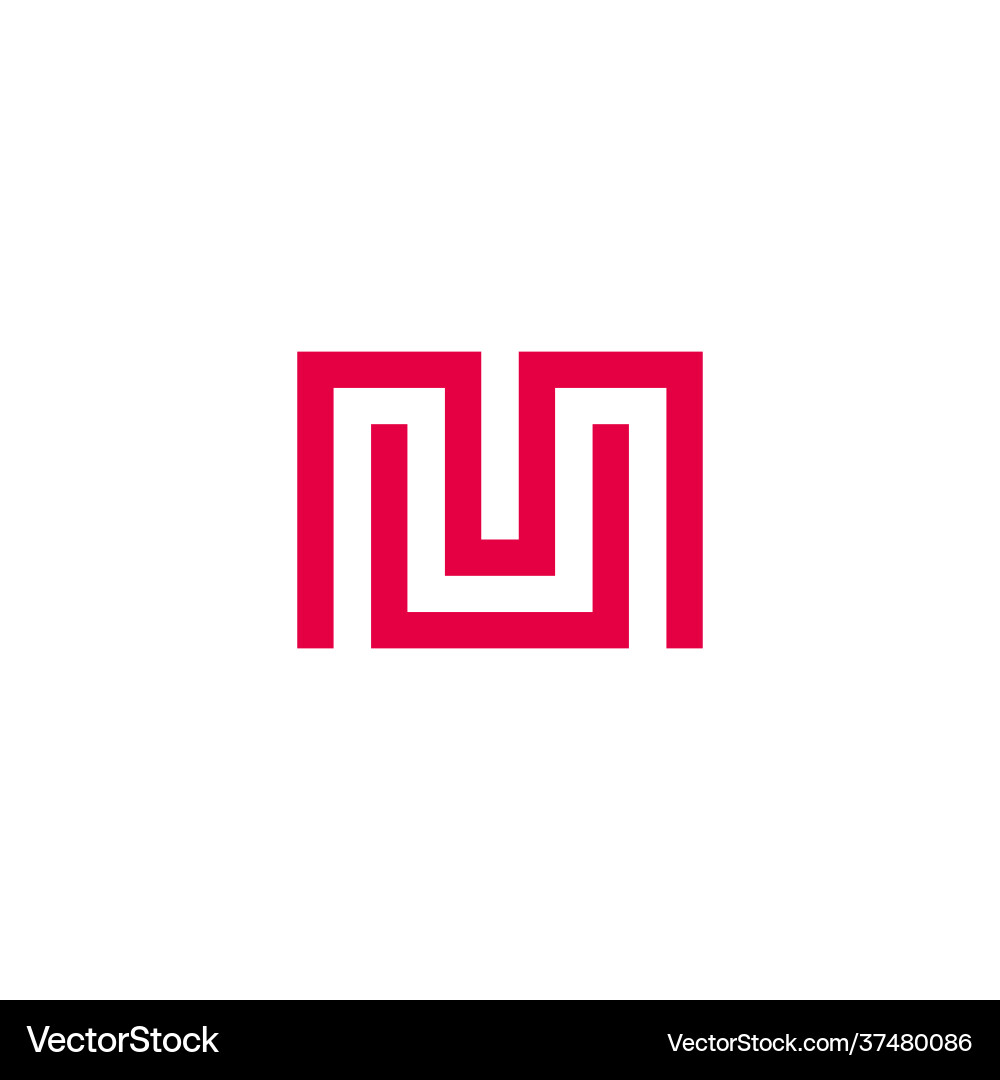 Letter mu square geometric maze line logo Vector Image