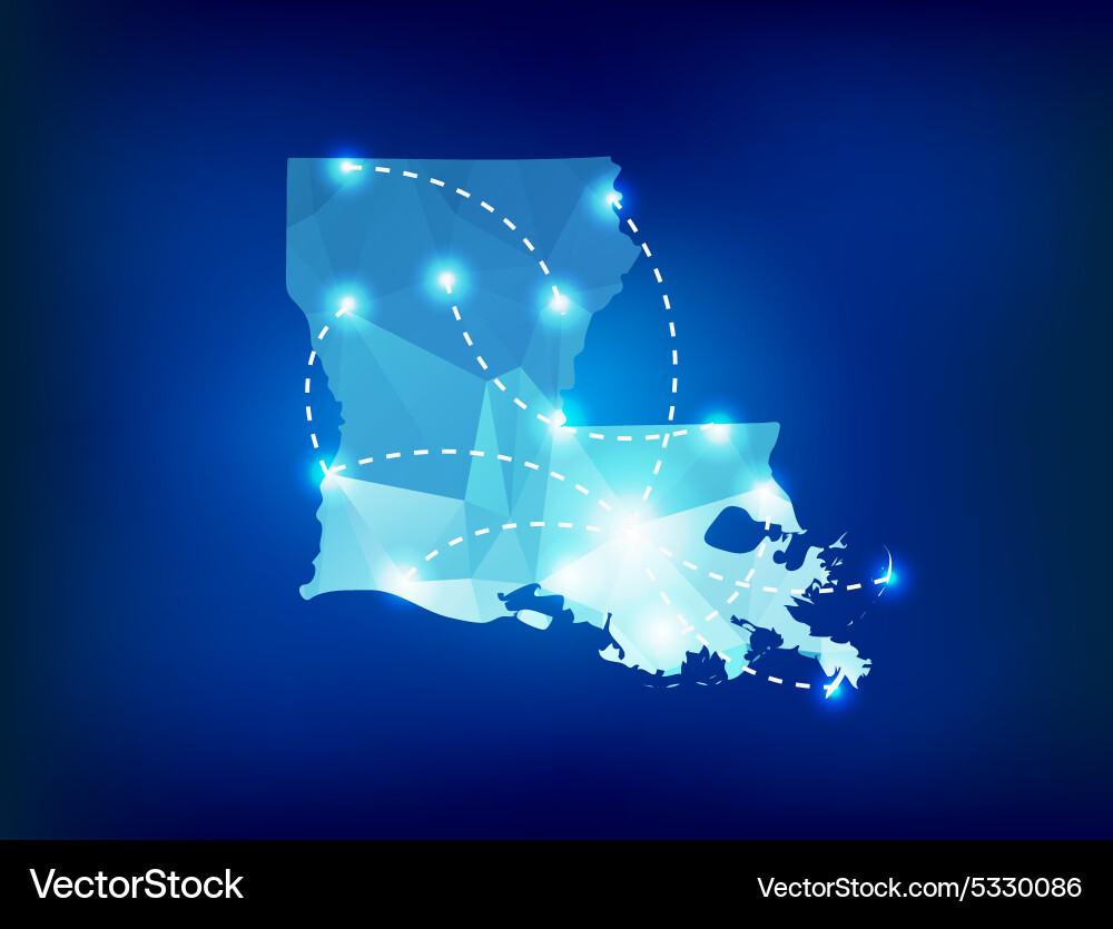Louisiana state map polygonal with spotlights Vector Image