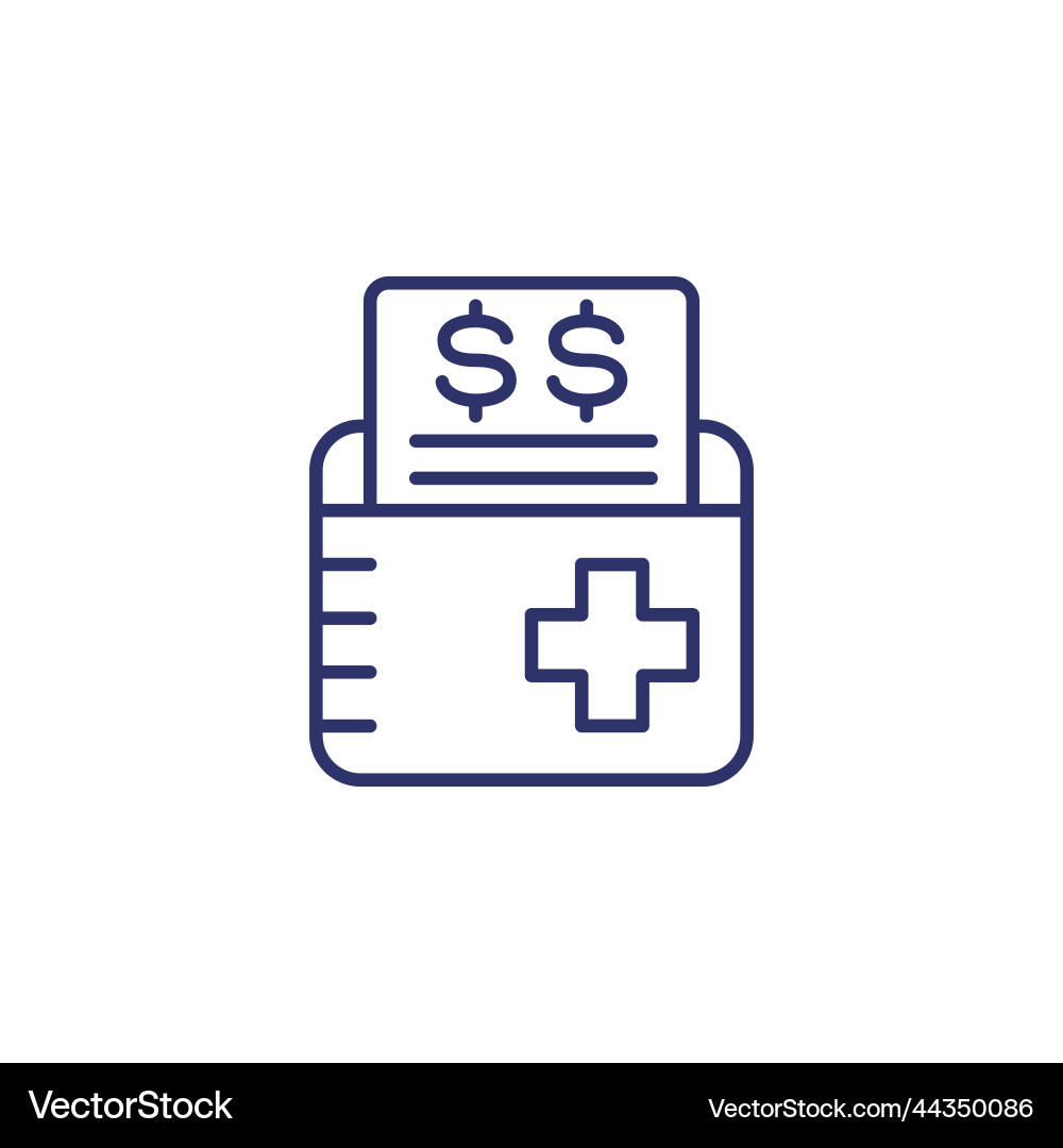 Medical bill cost line icon Royalty Free Vector Image