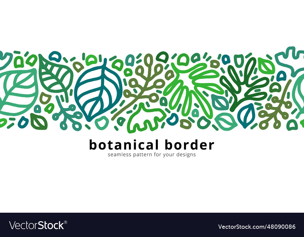 Seamless border pattern with botanical elements Vector Image