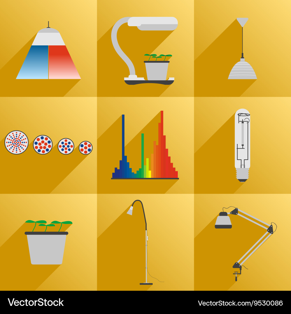 Set icon led equipment phyto light for plants Vector Image