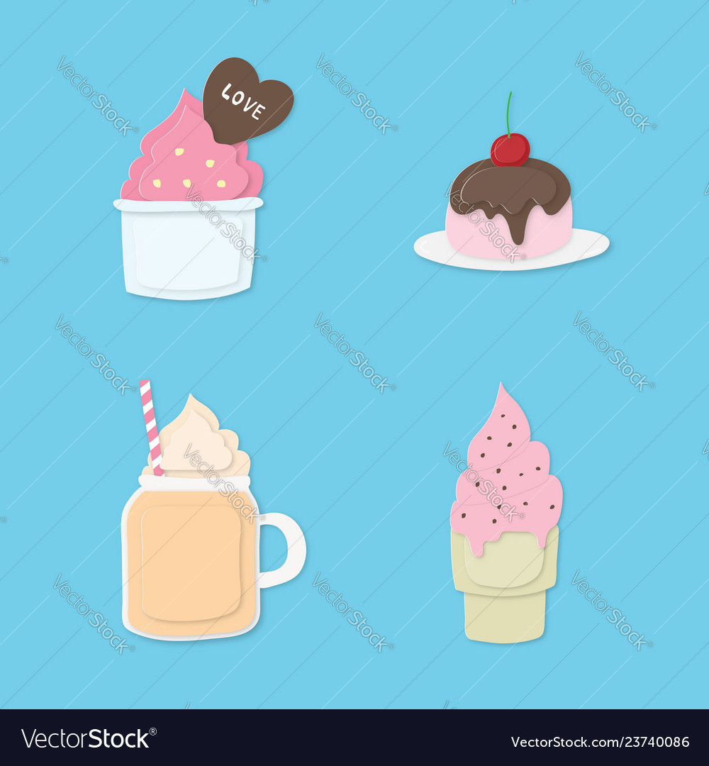 Set of colorful pastel sweet dessert ice cream Vector Image