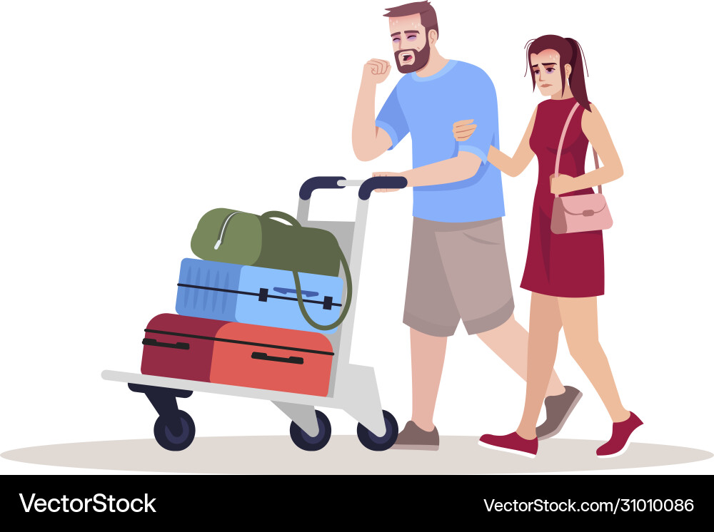 Sick passengers semi flat rgb color man Royalty Free Vector