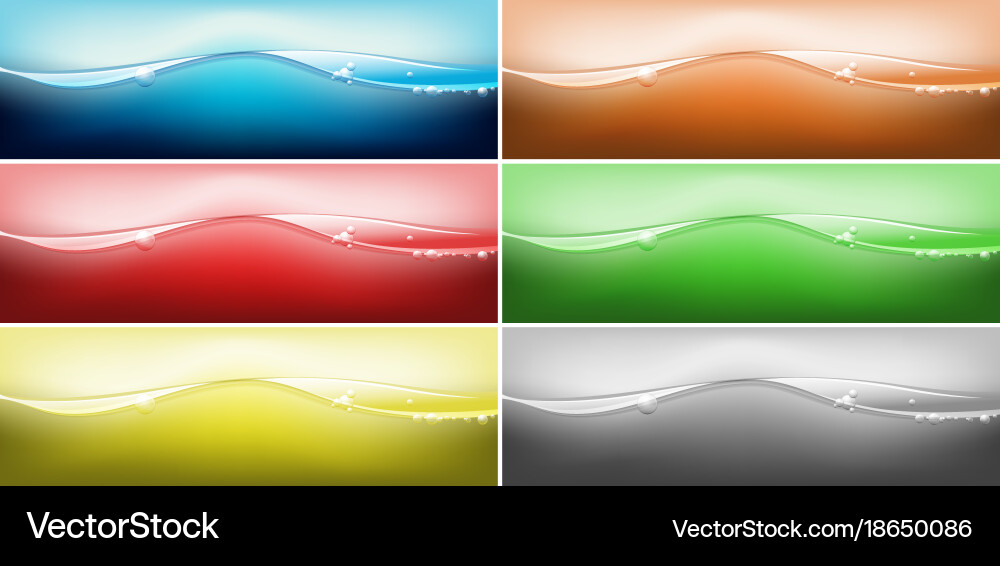 Six different colors of wavy water Royalty Free Vector Image