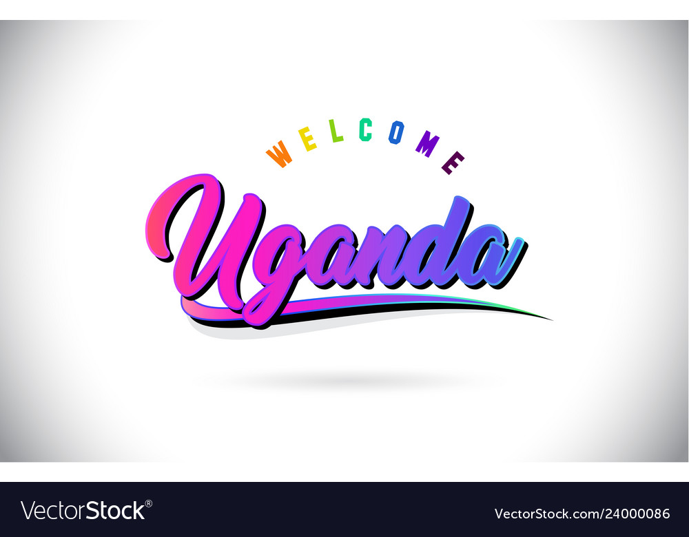 Uganda Welcome To Word Text With Creative Purple Vector Image