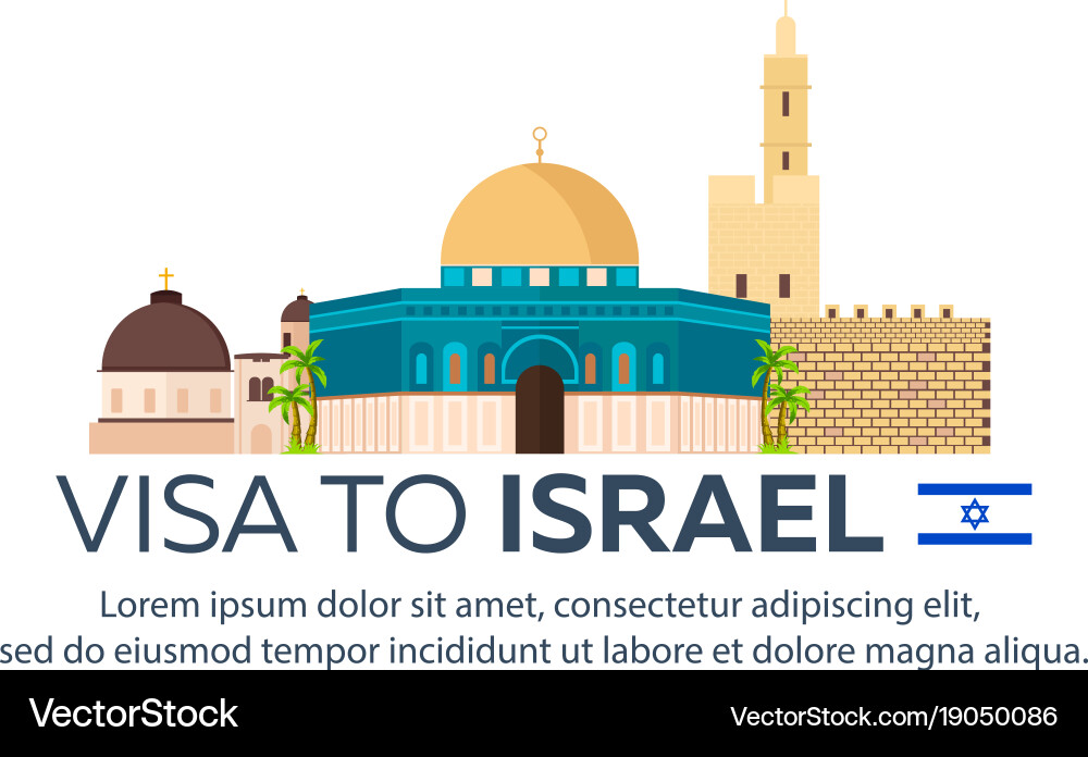 Visa to israel document for travel flat Royalty Free Vector