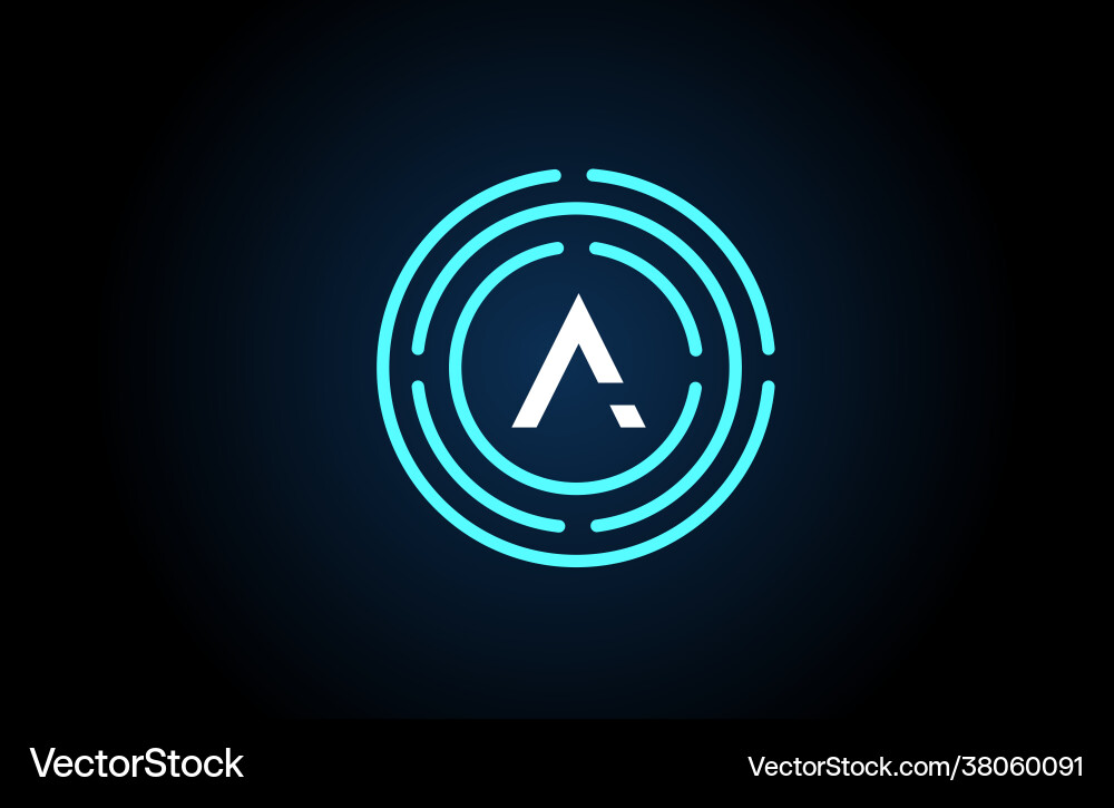 A white letter icon design with blue circles Vector Image
