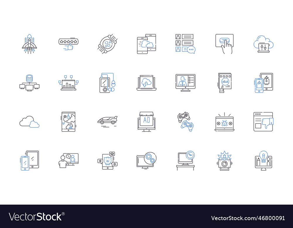 Artificial intelligence line icons collection Vector Image