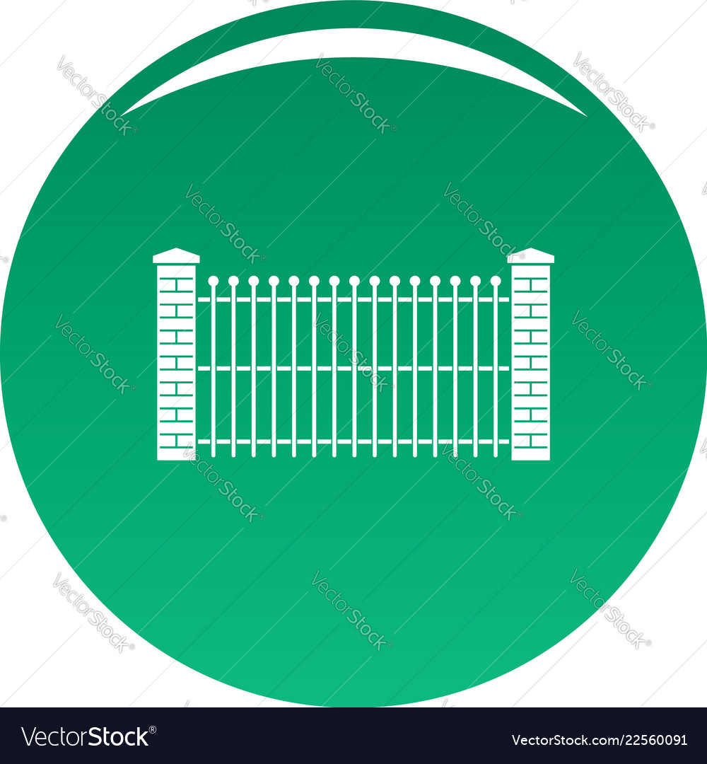 Brick and metal fence icon green Royalty Free Vector Image