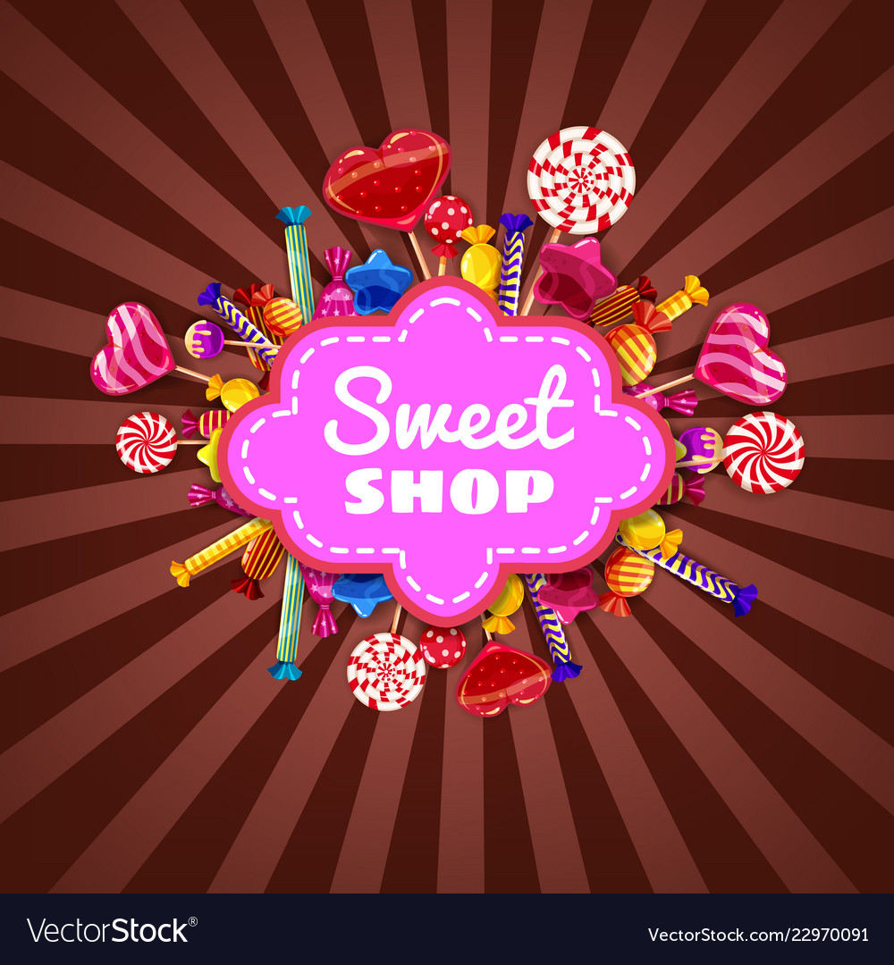 Candy sweet shop template set of different colors Vector Image