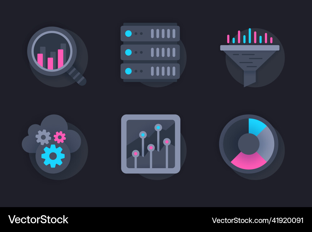 Data analysis web concept of 3d paper icons set Vector Image