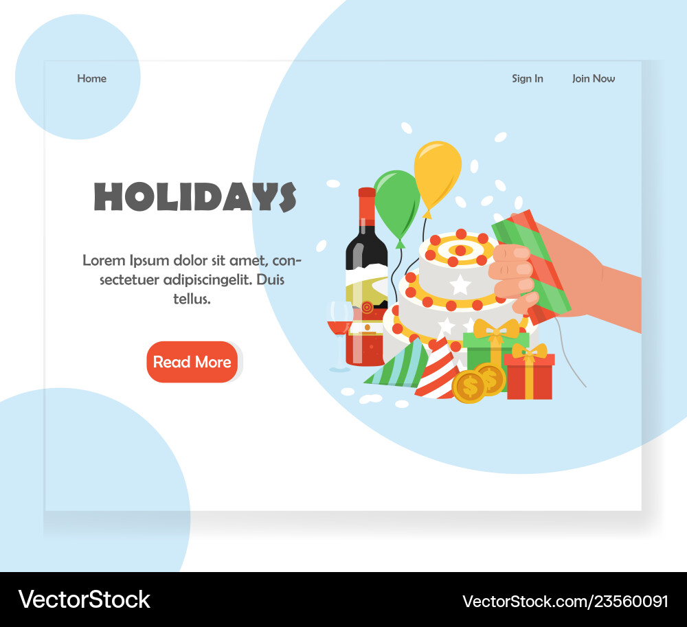 Happy holidays website landing page design Vector Image