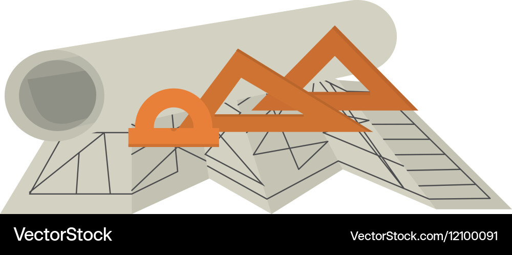 Isolated plans and ruler of construction design Vector Image