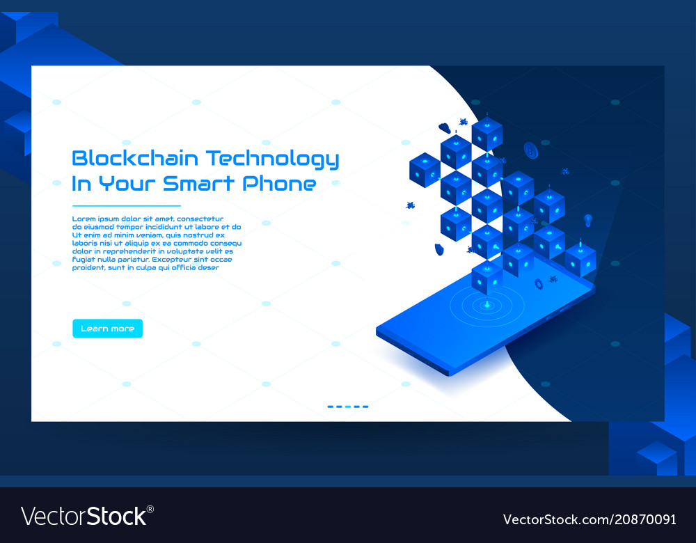 Isometric blockchain technology banner concept Vector Image Isometric blockchain technology banner concept Vector Image