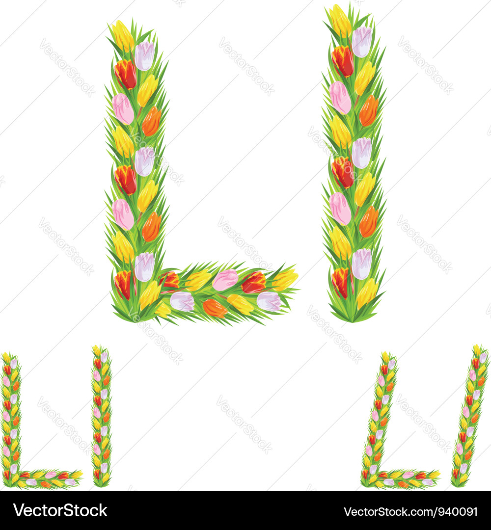 Letter l made from flower tulip Royalty Free Vector Image