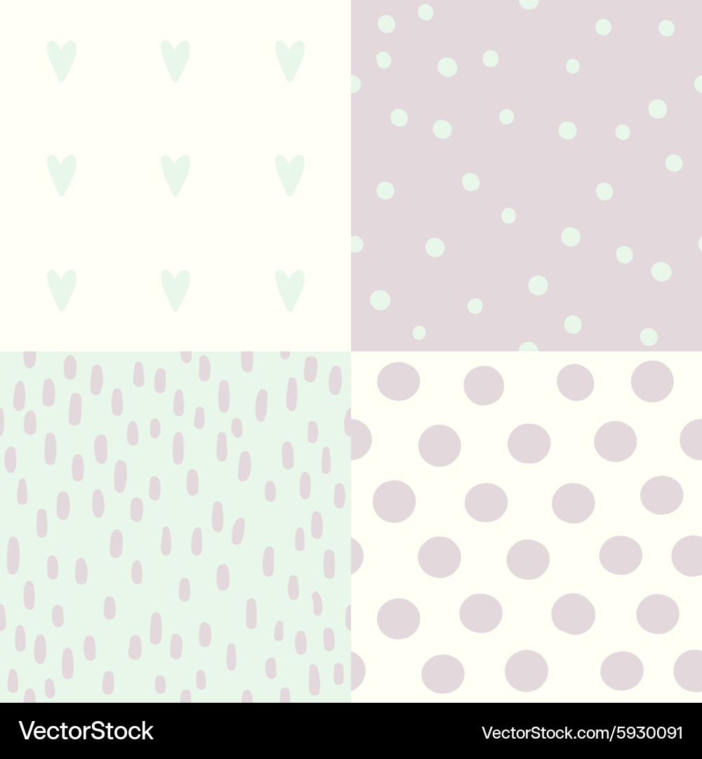 Set of 4 hand drawn cute seamless patterns Vector Image