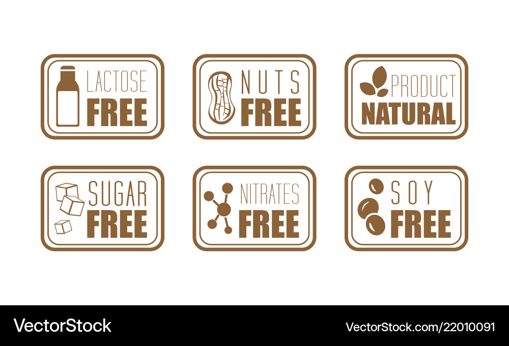 Set of 6 ingredient warning labels common Vector Image