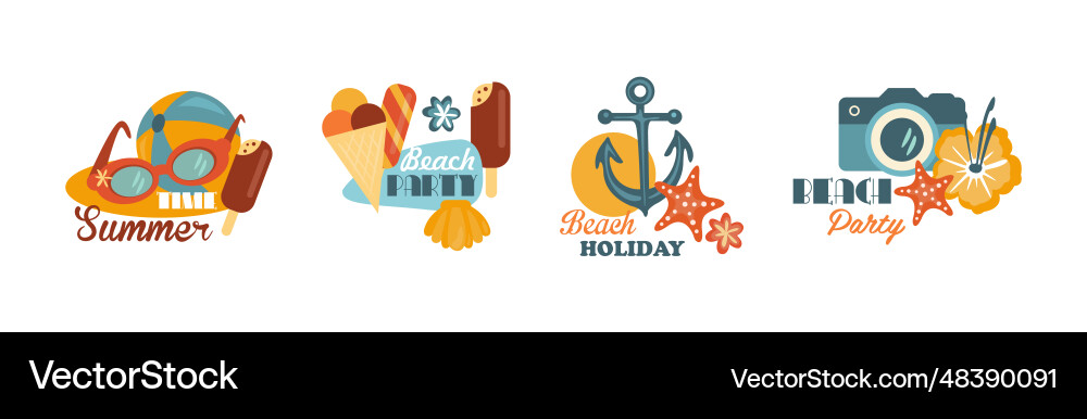 Summertime holiday and beach vacation label Vector Image