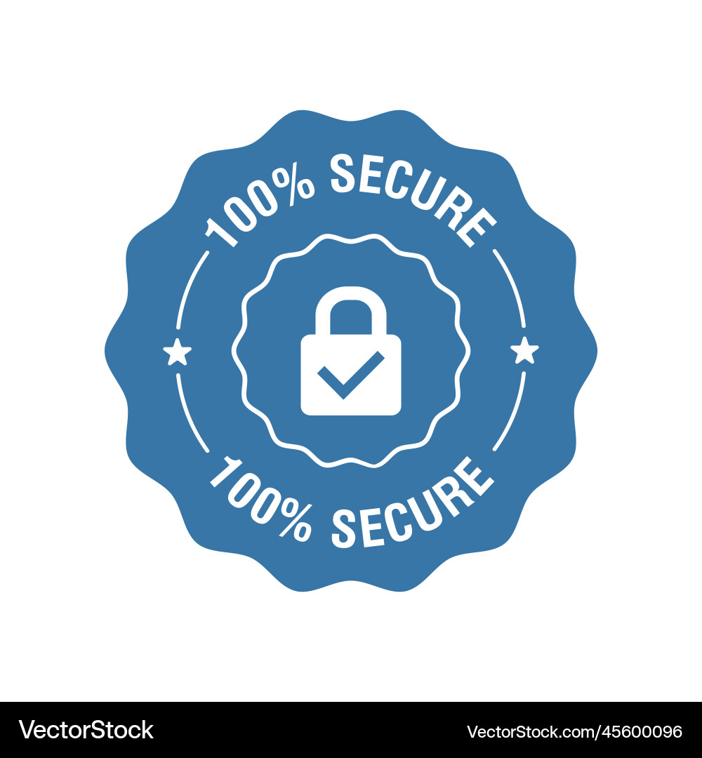 100 percent secure protection label badge Vector Image