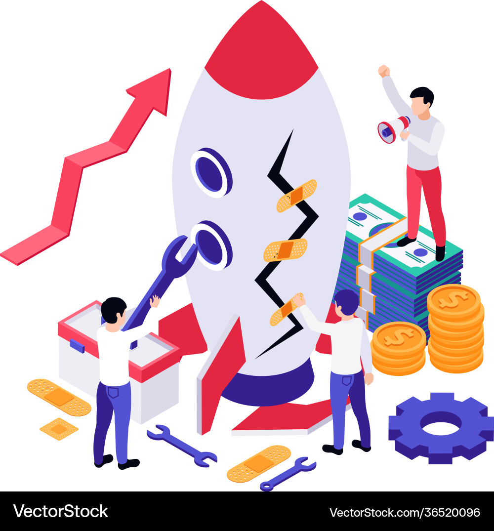 Business growth isometric composition Royalty Free Vector