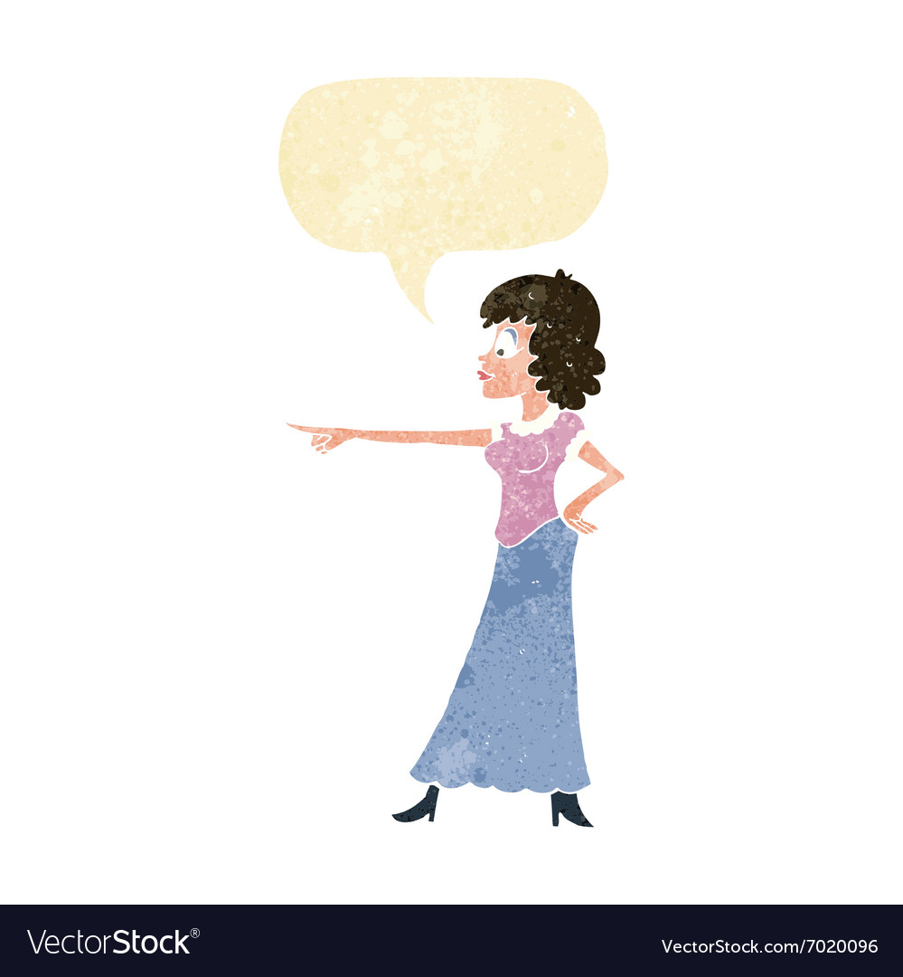 Cartoon Woman Pointing Finger With Speech Bubble Vector Image