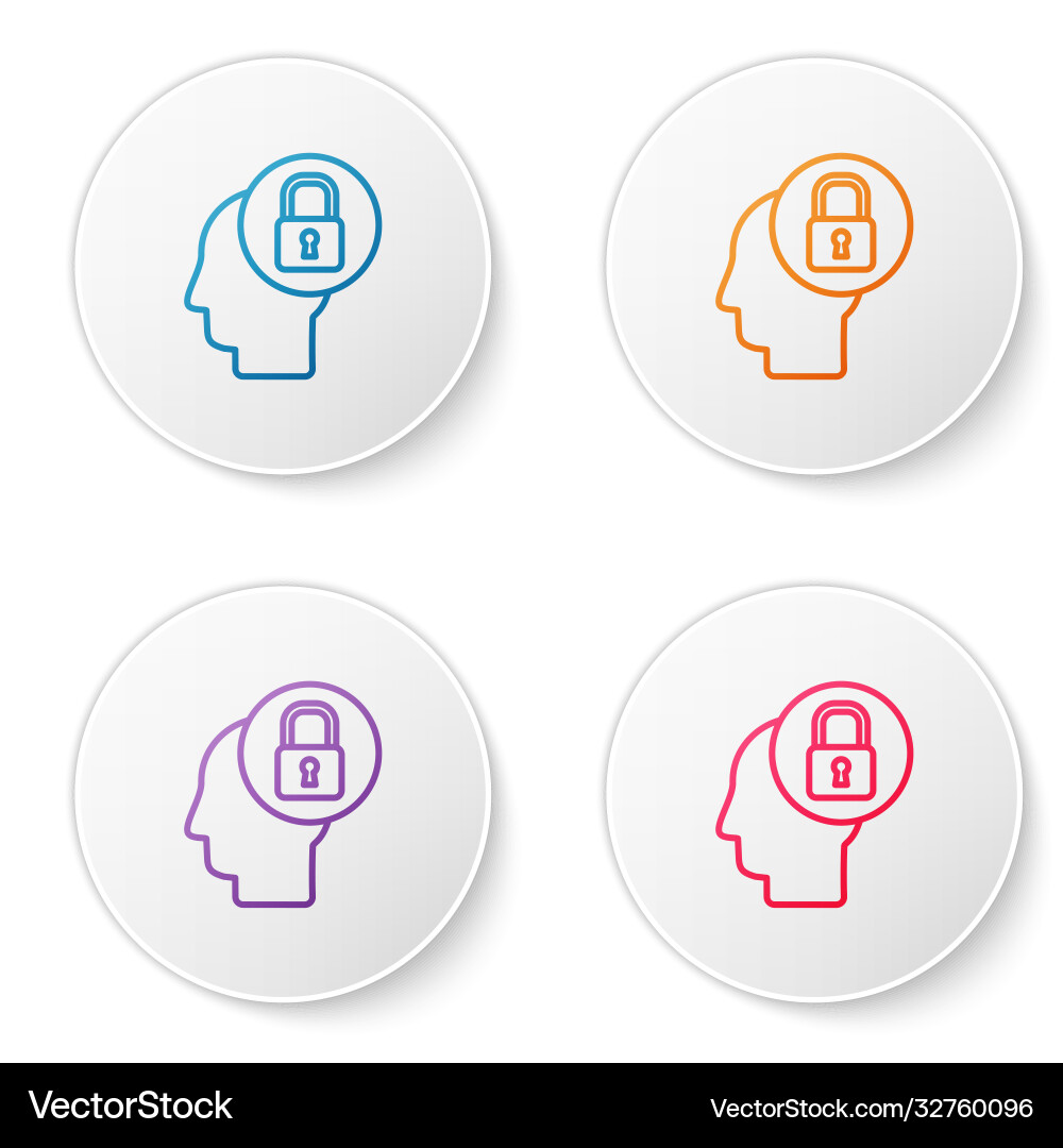 Color line human head with lock icon isolated Vector Image