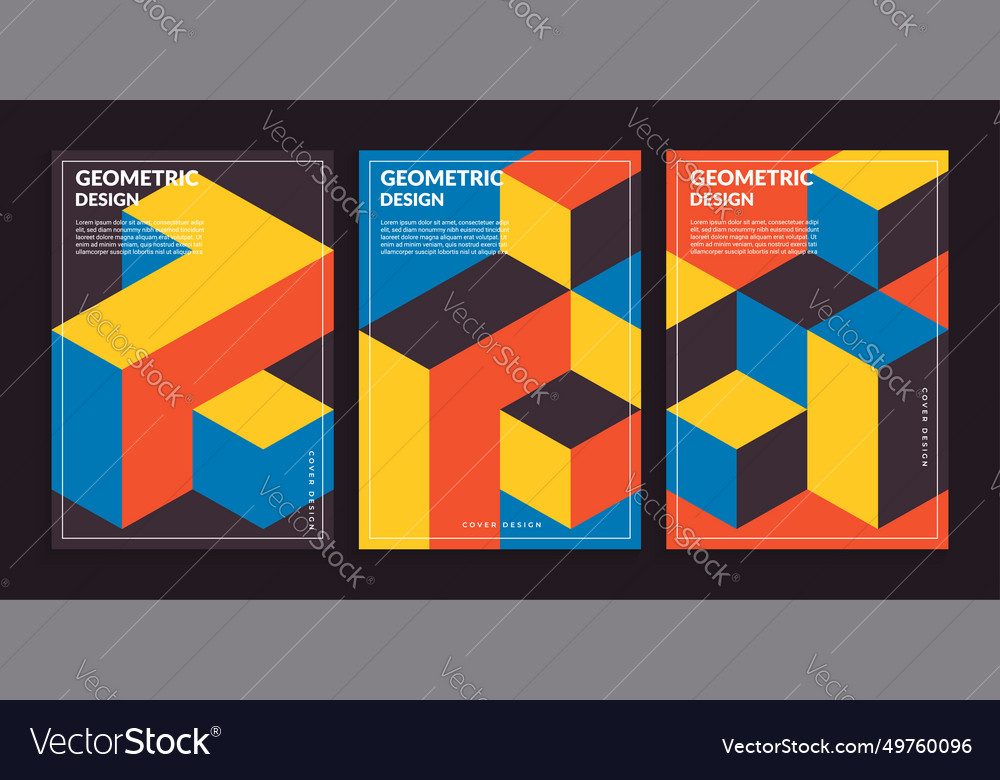Geometric rectangular 3d cubes swiss design covers