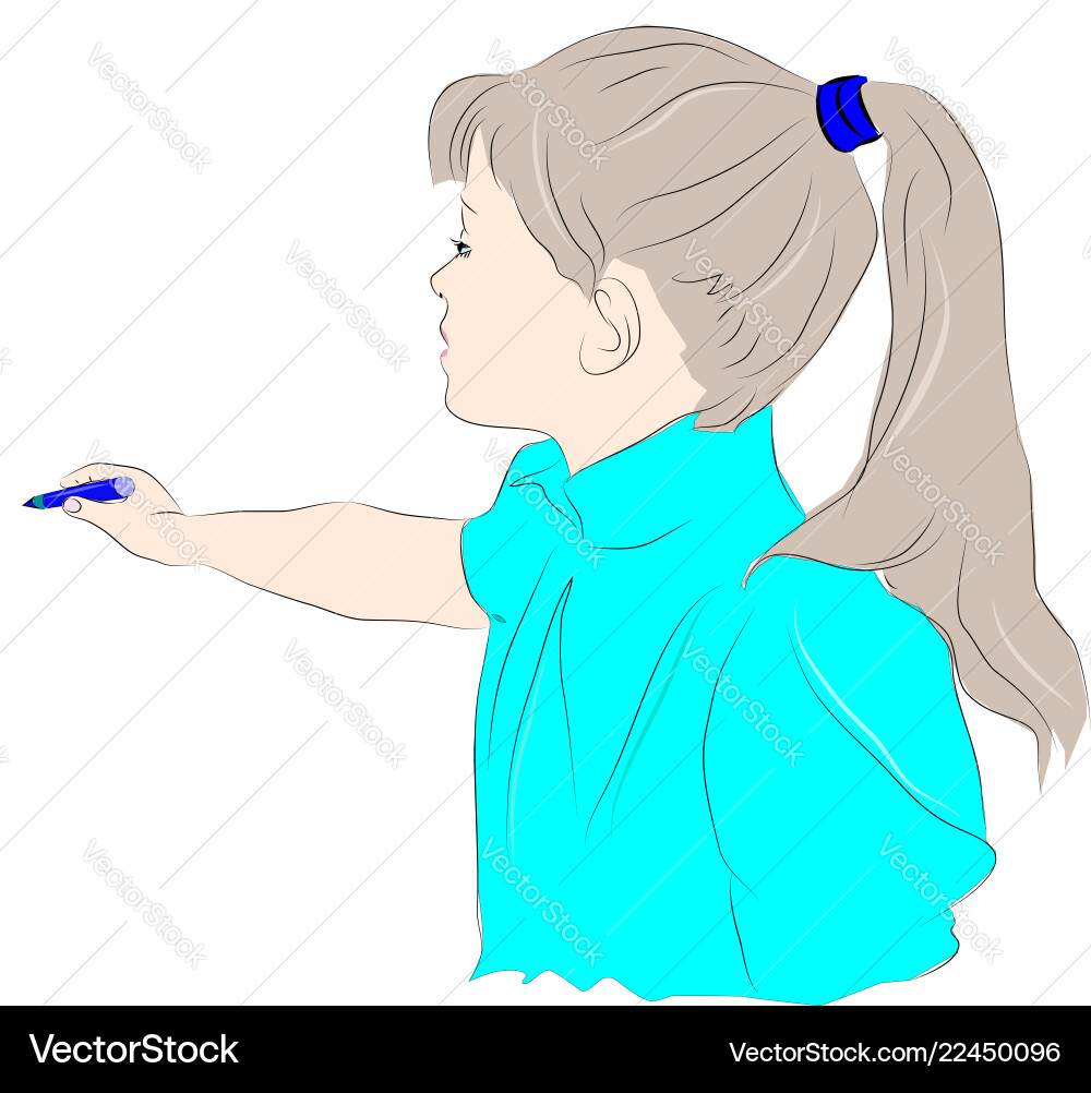 Girl with pencil in hand Royalty Free Vector Image