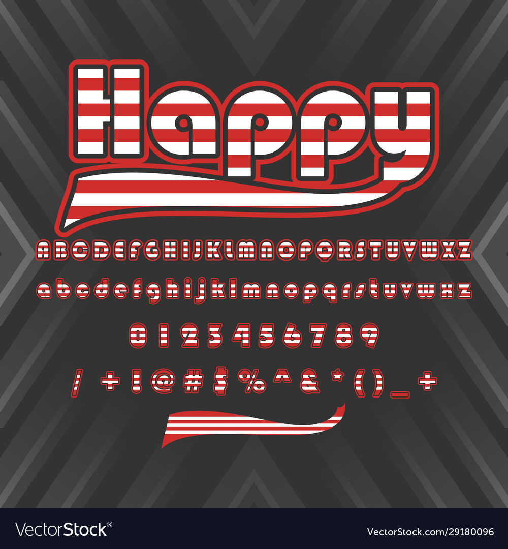 Happy display font design with linealphabet Vector Image
