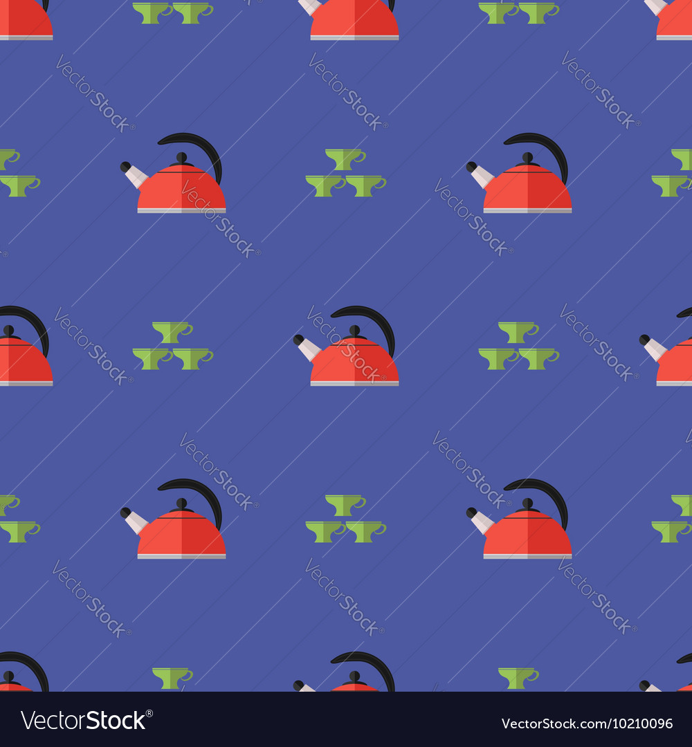 Kitchen kettle seamless pattern Royalty Free Vector Image