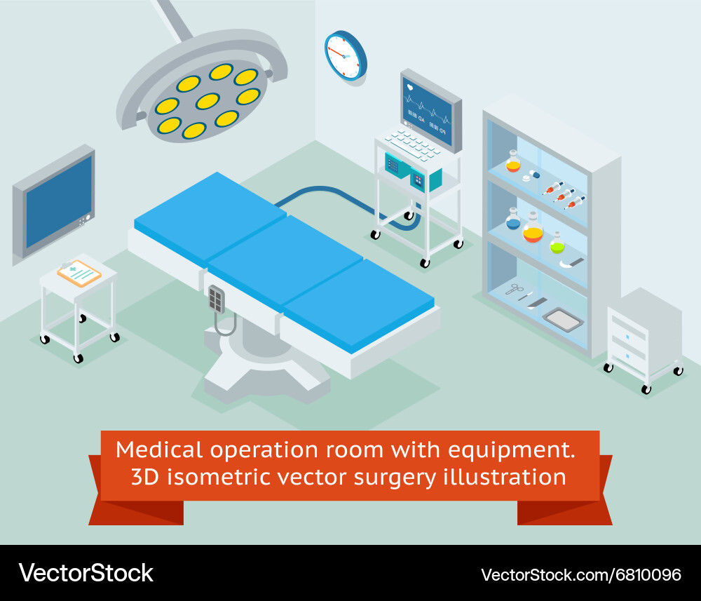 Medical operation room with equipment 3d Vector Image