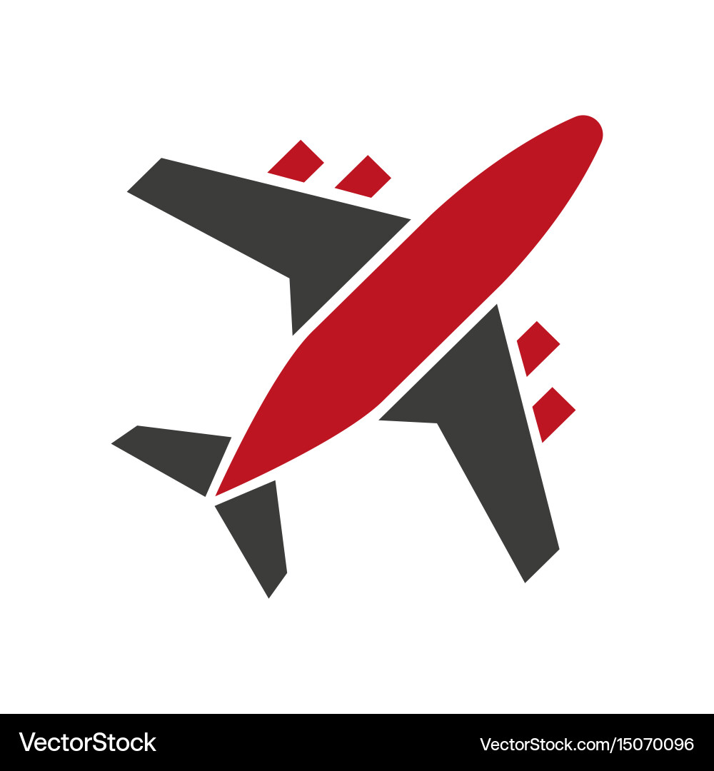 Plane icon in red and black colors isolated Vector Image